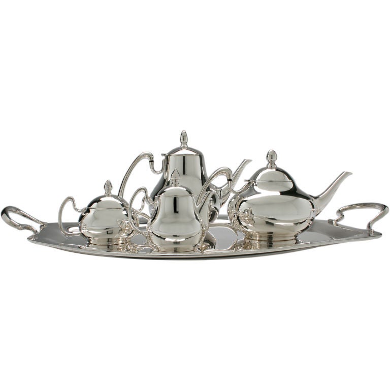Modernist Sterling Silver Tea and Coffee Service For Sale at 1stDibs