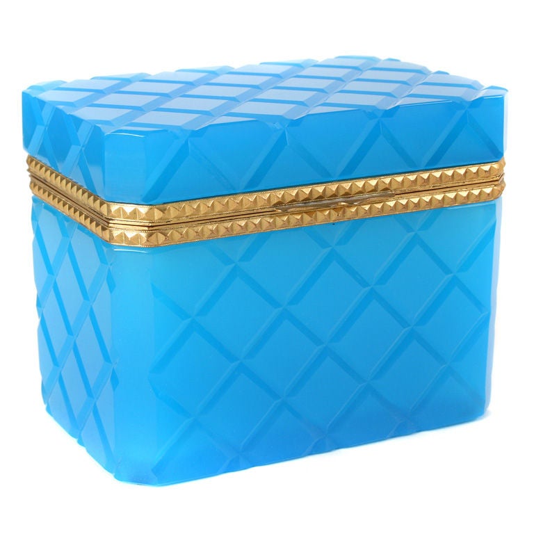 Turquoise Cenedese Glass Box For Sale at 1stDibs
