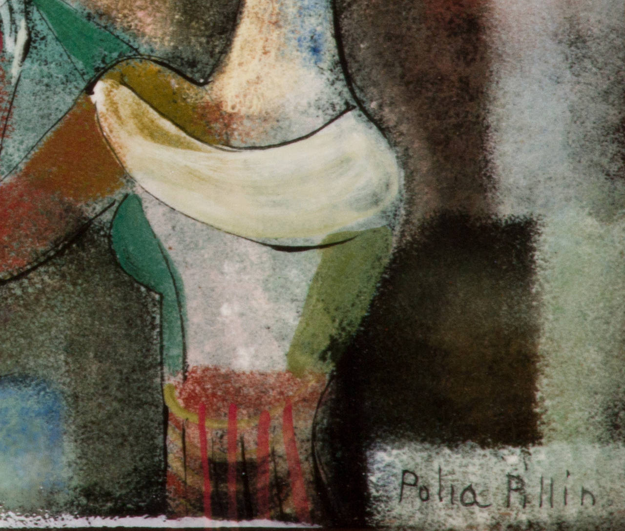 Large and Exceptional Polia Pillin Ceramic Wall Tile Woman with Flute ...