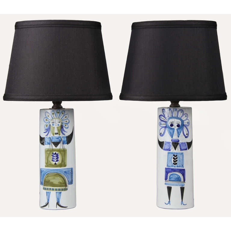 Pair of Roger Capron Ceramic Lamps For Sale at 1stDibs
