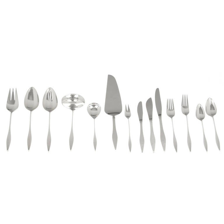 Modernist Reed and Barton Sterling Flatware in Lark Pattern by John ...