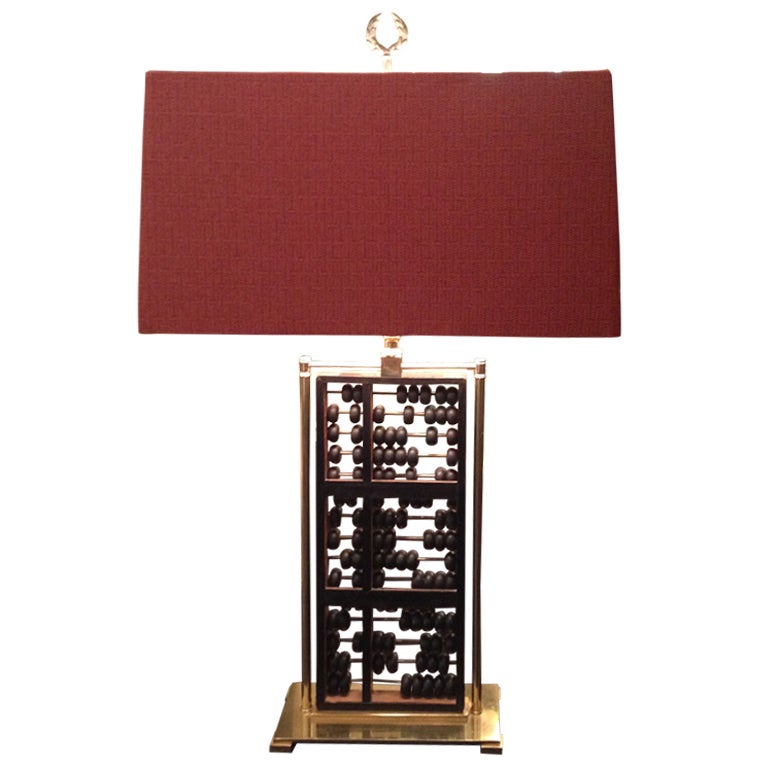 Midcentury Abacus Lamp With Hermes Lamp Shade at 1stDibs