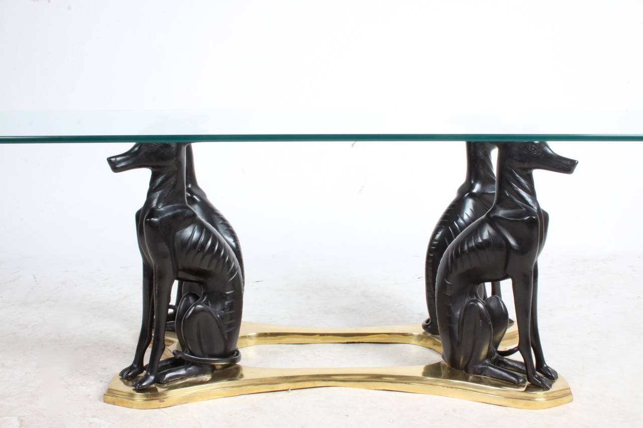 Hollywood Regency Coffee Table with Whippet Base at 1stDibs