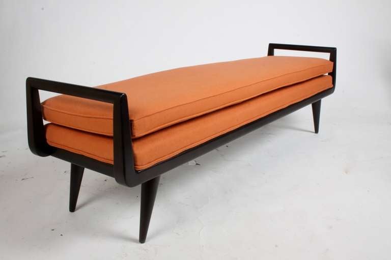 Midcentury Mahogany bench with Burnt Orange linen upholstery at 1stDibs ...