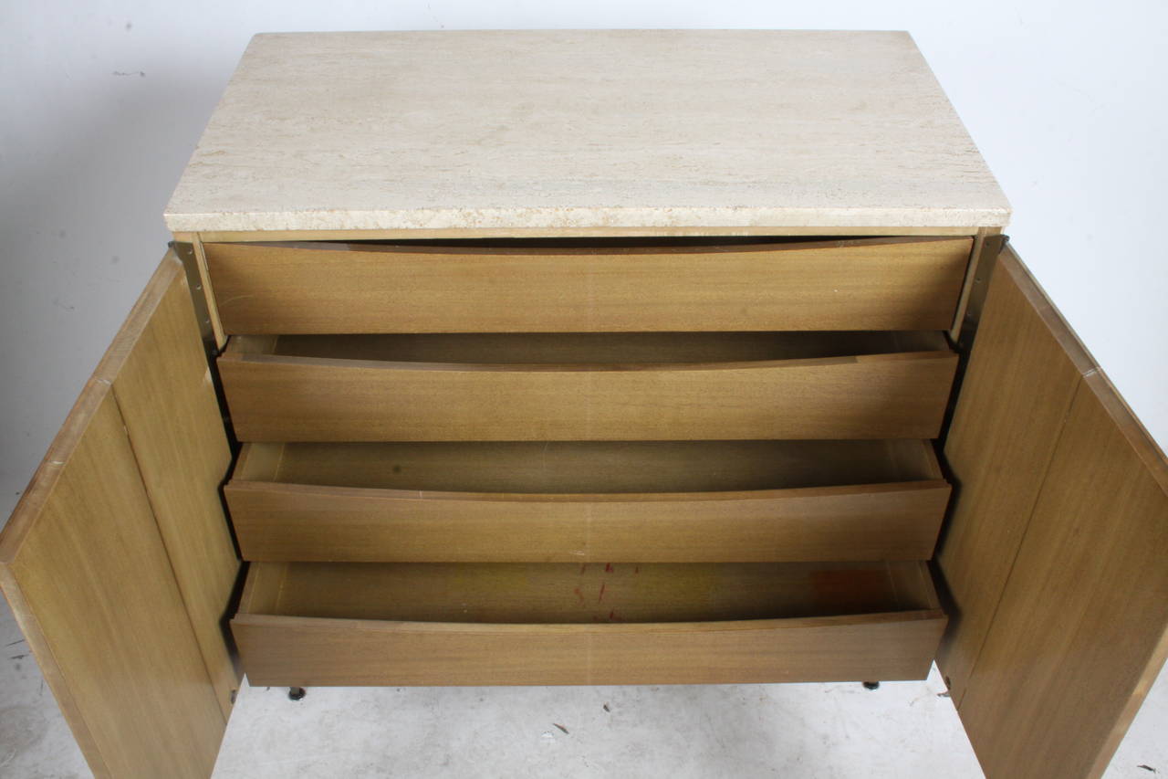 Paul McCobb Accordion Door Cabinet with Travertine Top at 1stDibs ...