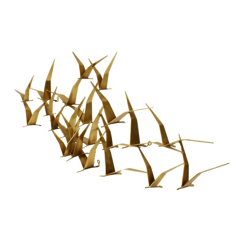 Curtis Jere flock of birds in flight wall sculpture at 1stDibs