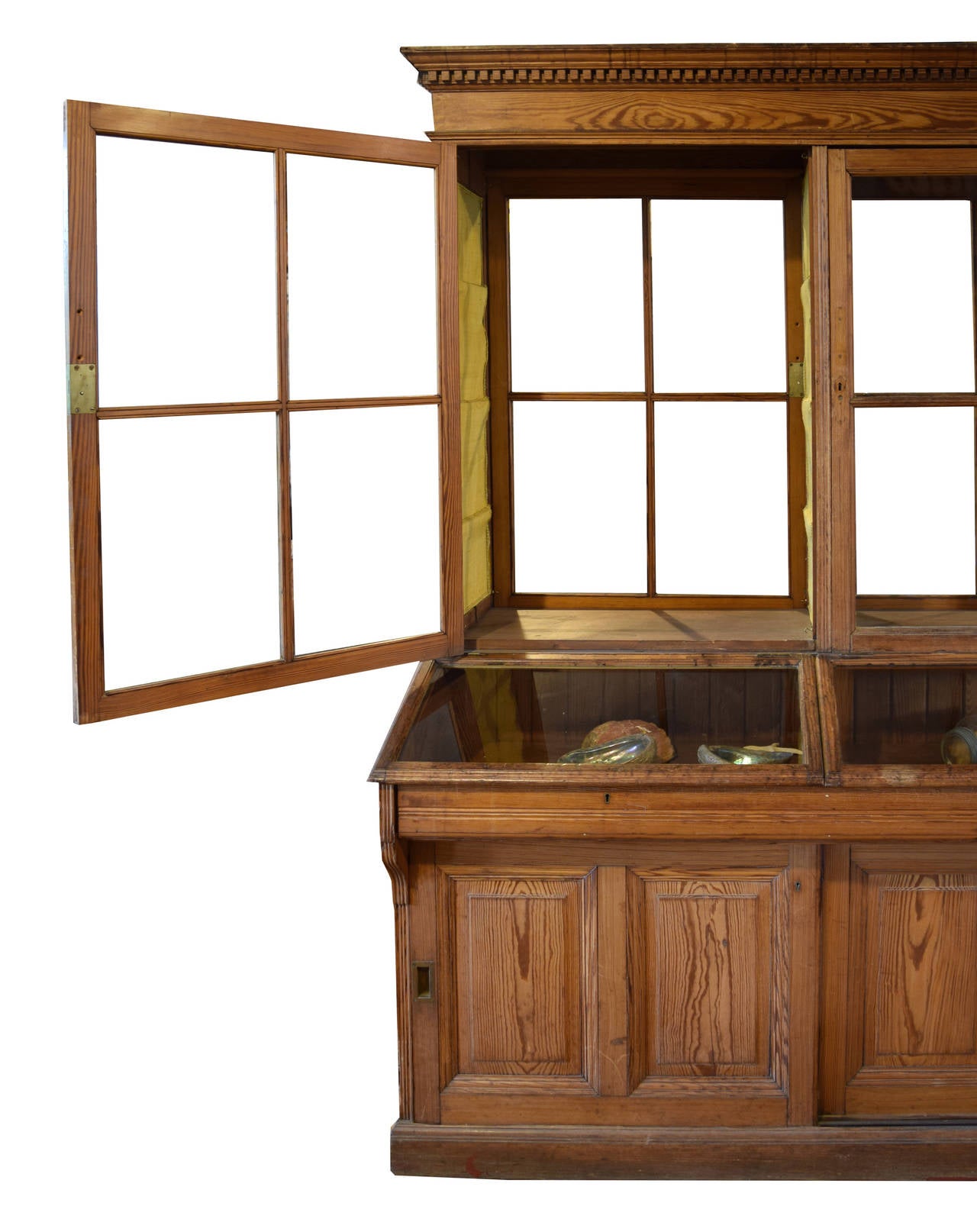 English Pine Double-Sided Display Cabinet at 1stDibs