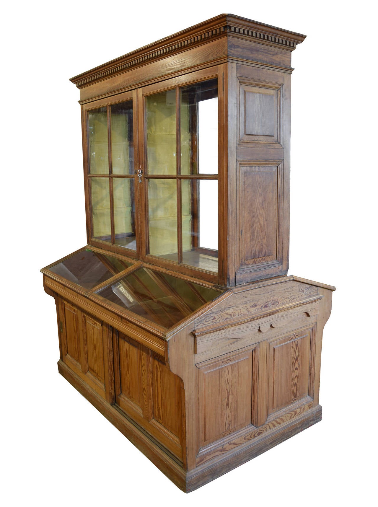 English Pine Double-Sided Display Cabinet at 1stDibs