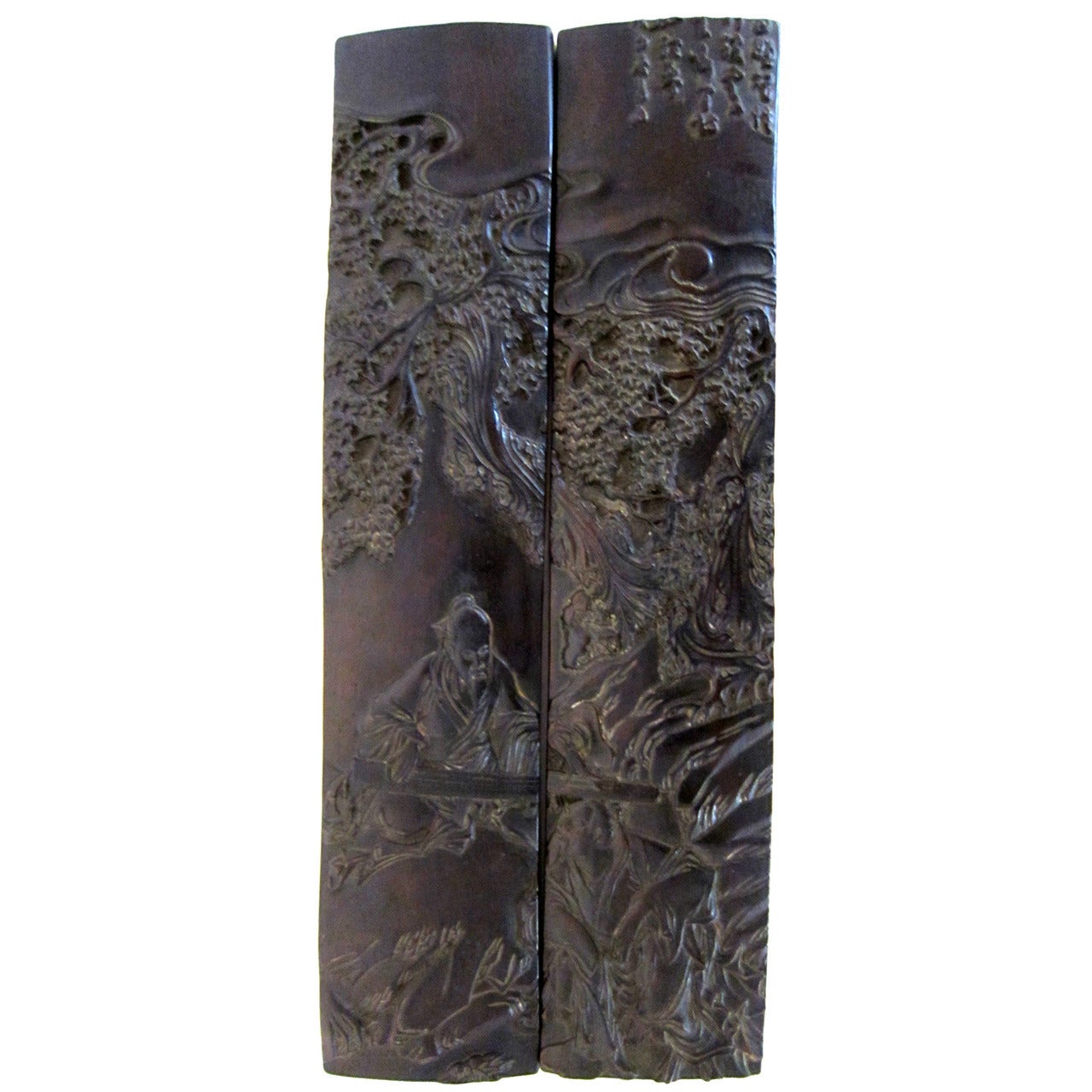 Extinct Zitan wood 19th Century Chinese Scroll Weights at 1stDibs