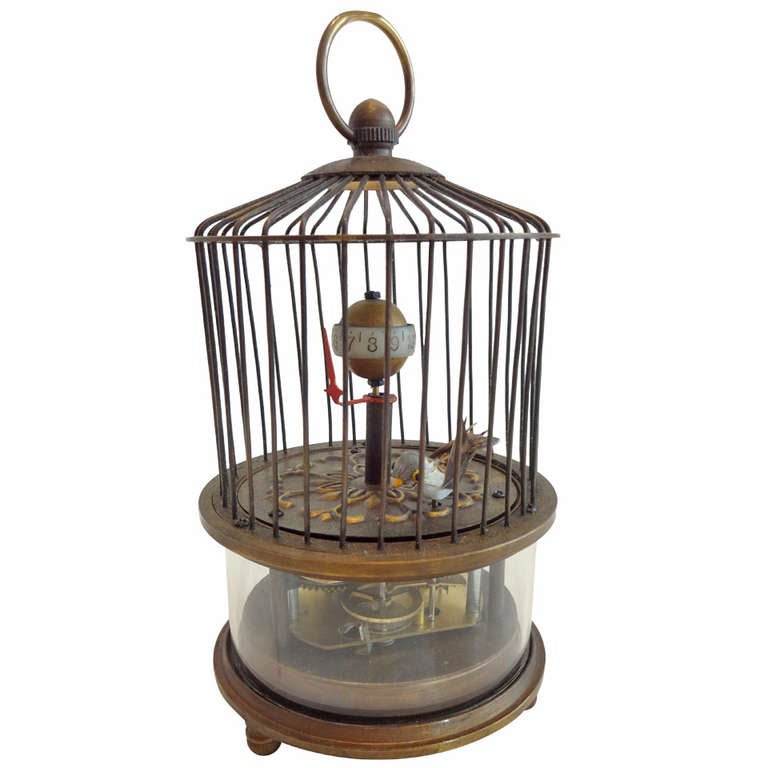 Bird in a Cage Musical Clock at 1stDibs