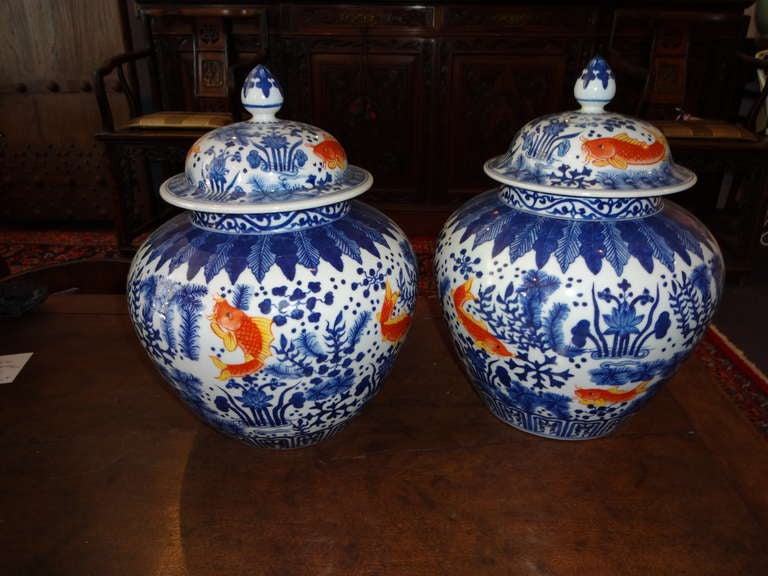 Pair of Chinese Porcelain JARS at 1stDibs