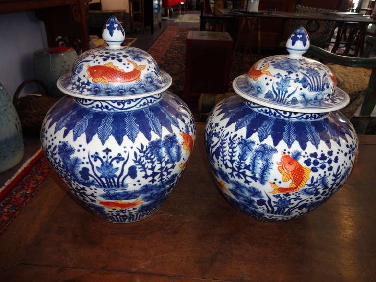 Pair of Chinese Porcelain JARS at 1stDibs