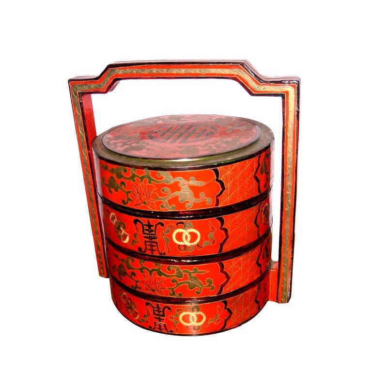 Chinese Lacquered Food Container Box at 1stDibs