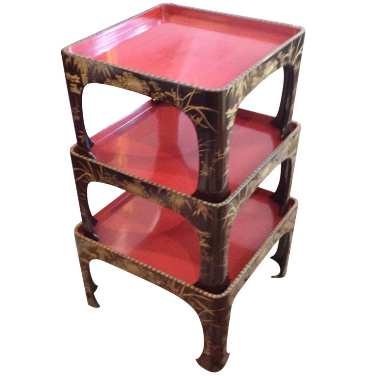 Set Of Japanese Lacquered Stacking Tables at 1stDibs