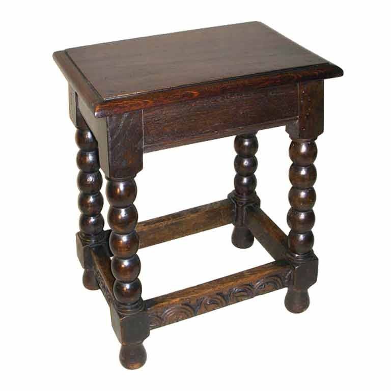 Jacobean-Style Bobbin Turned Oak Joint Stool, England, 19th C. at 1stDibs
