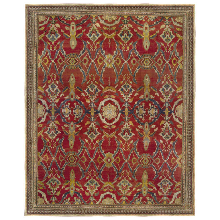 Jewel-Tone Antique Indian Agra Rug at 1stDibs