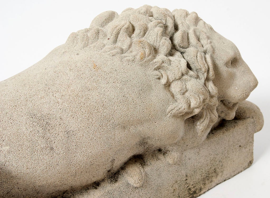 Pair of Concrete Lions at 1stDibs