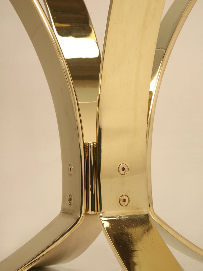 Vintage Italian Modern and Minimalistic Brassed Steel Table Base at 1stDibs