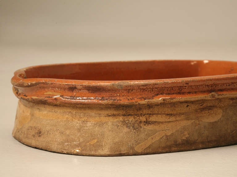 Unique Antique French Glazed Terracotta "D" Shaped Baking/Cooking ...