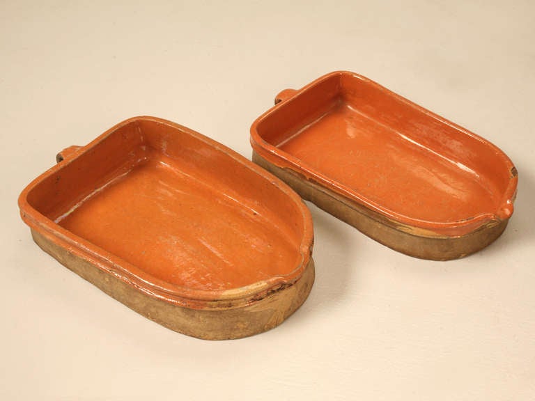 Unique Antique French Glazed Terracotta "D" Shaped Baking/Cooking ...