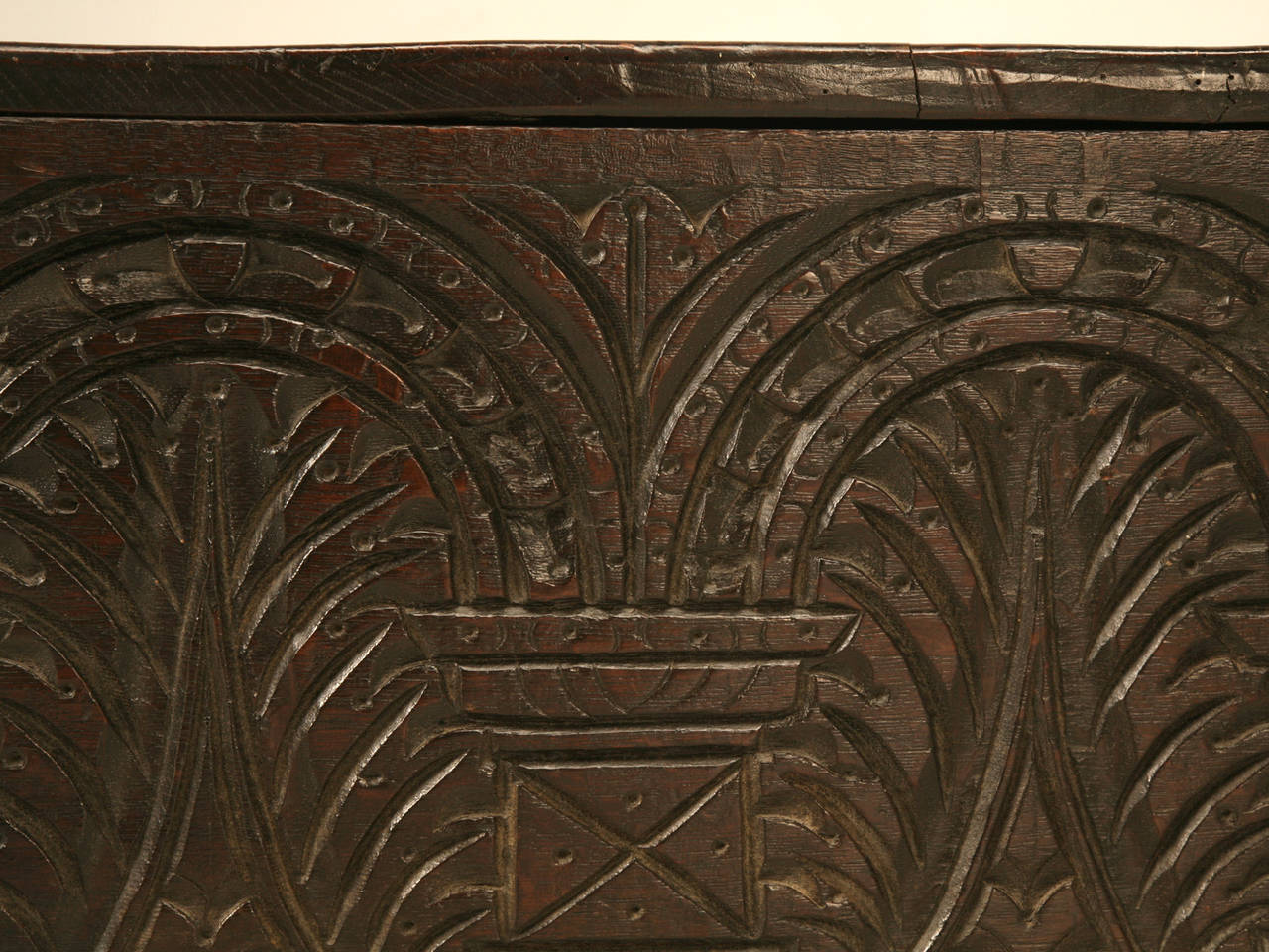 English Carved Oak Box from the 1600s at 1stDibs
