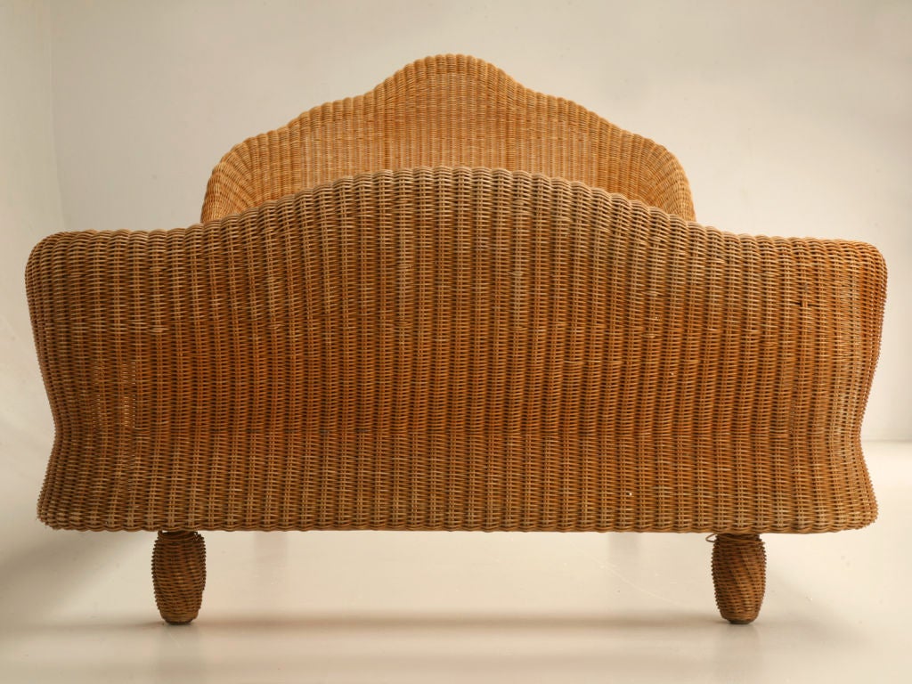 Vintage French Woven Wicker Bed at 1stDibs