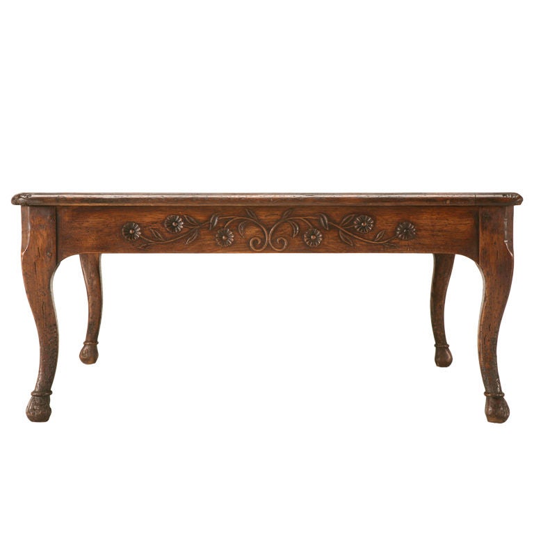 Vintage Square Carved Solid Oak Country French Coffee Table at 1stDibs ...