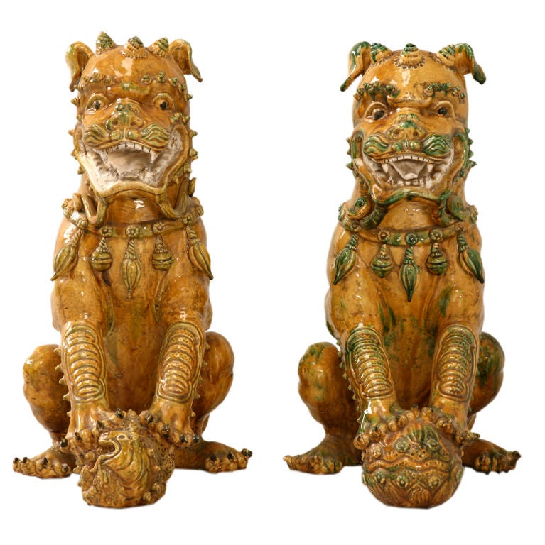 Magnificent Pair of Large Chinese Foo Dogs at 1stDibs