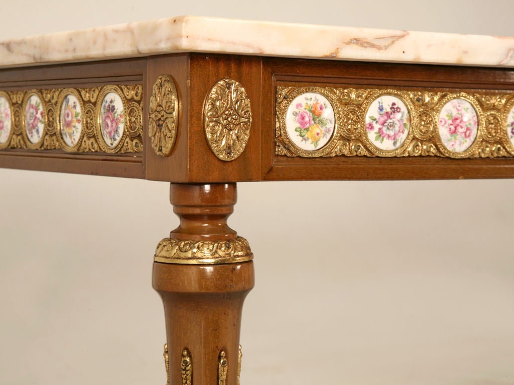 Opulent Vintage Sevres Style Coffee Table w/Marble Top at 1stDibs