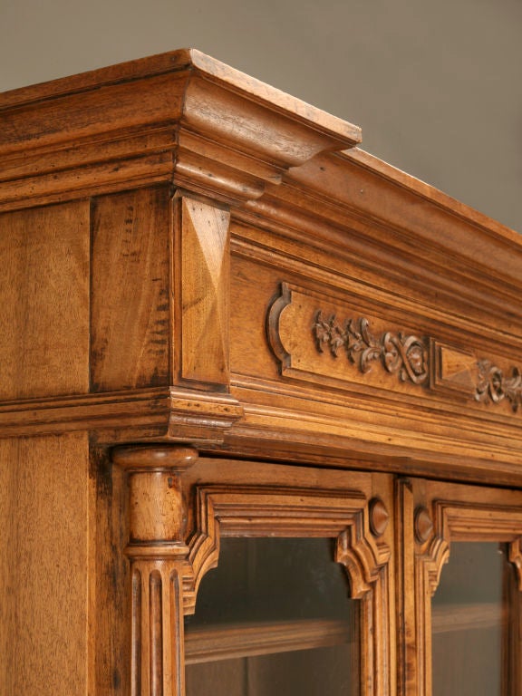 Unique Shallow Antique French Walnut Bibliotheque/China Cabinet at ...