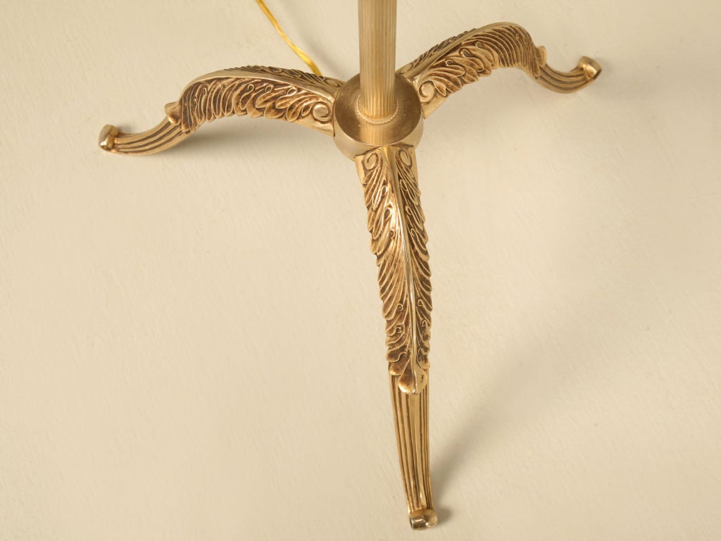 Vintage French Solid Brass 3 Legged Floor Lamp w/New Shade at 1stDibs ...
