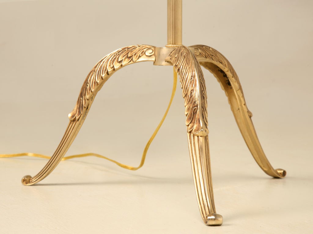 Vintage French Solid Brass 3 Legged Floor Lamp w/New Shade at 1stDibs ...