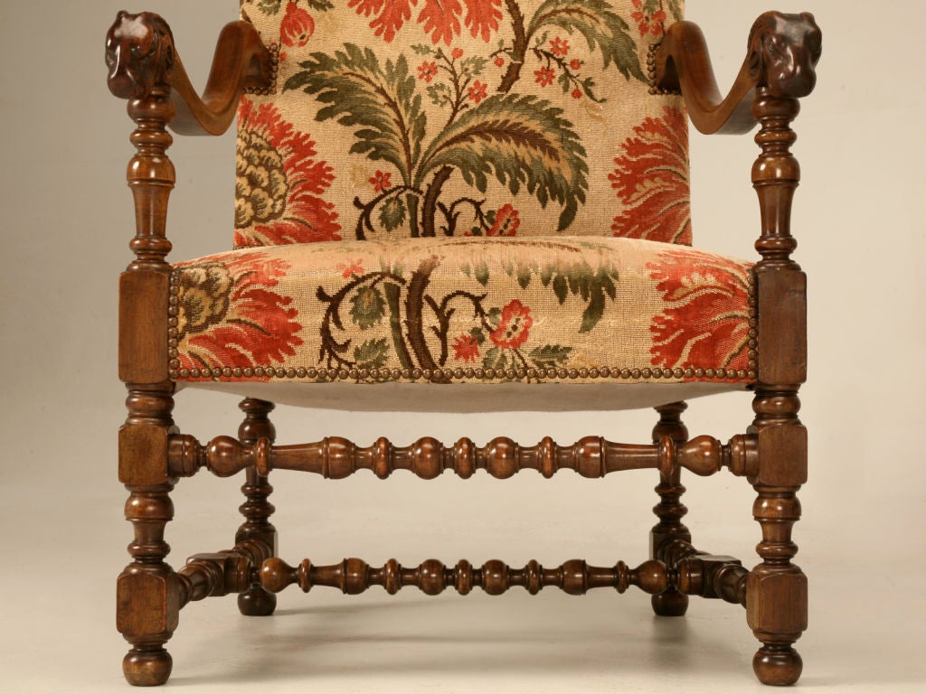 Magnificent Pair of Antique French Throne Chairs w/Rams at 1stDibs