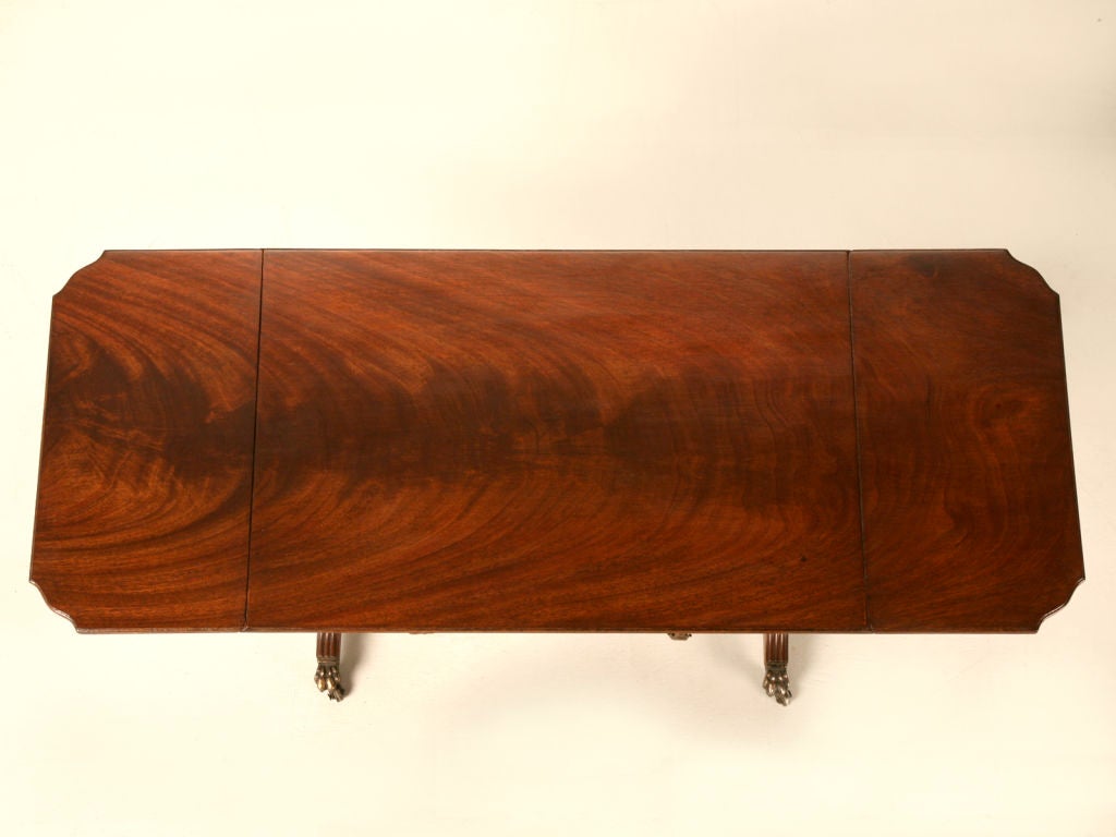 Petite Vintage English Mahogany Drop Leaf Coffee Table w/Drawers at 1stDibs