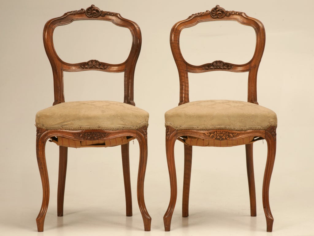 Petite Antique French Rococo Side Chair in Walnut at 1stDibs