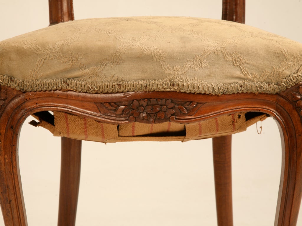 Petite Antique French Rococo Side Chair in Walnut at 1stDibs