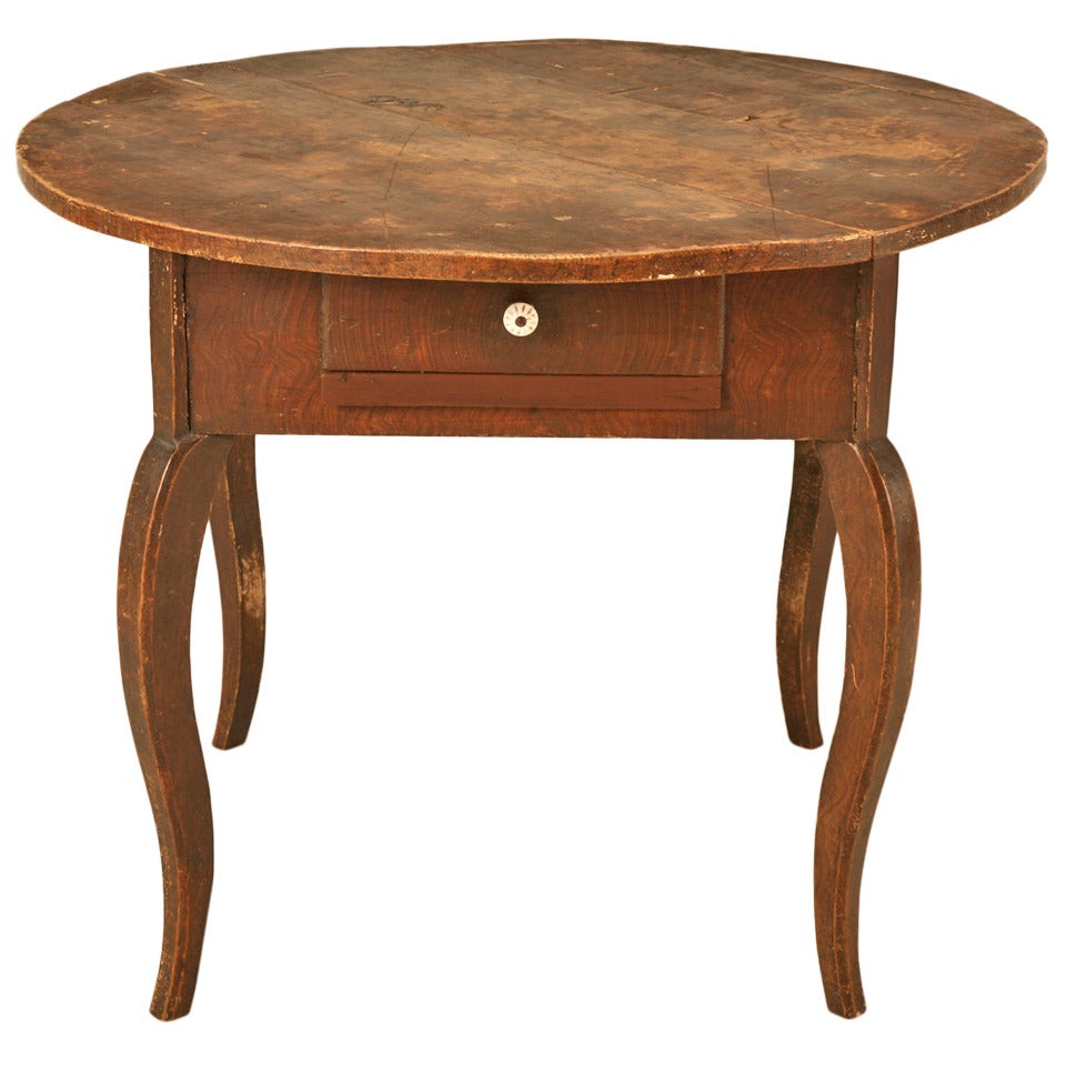 Original Antique Austrian 39" Faux Grained Farm Table W/Deer Legs and ...