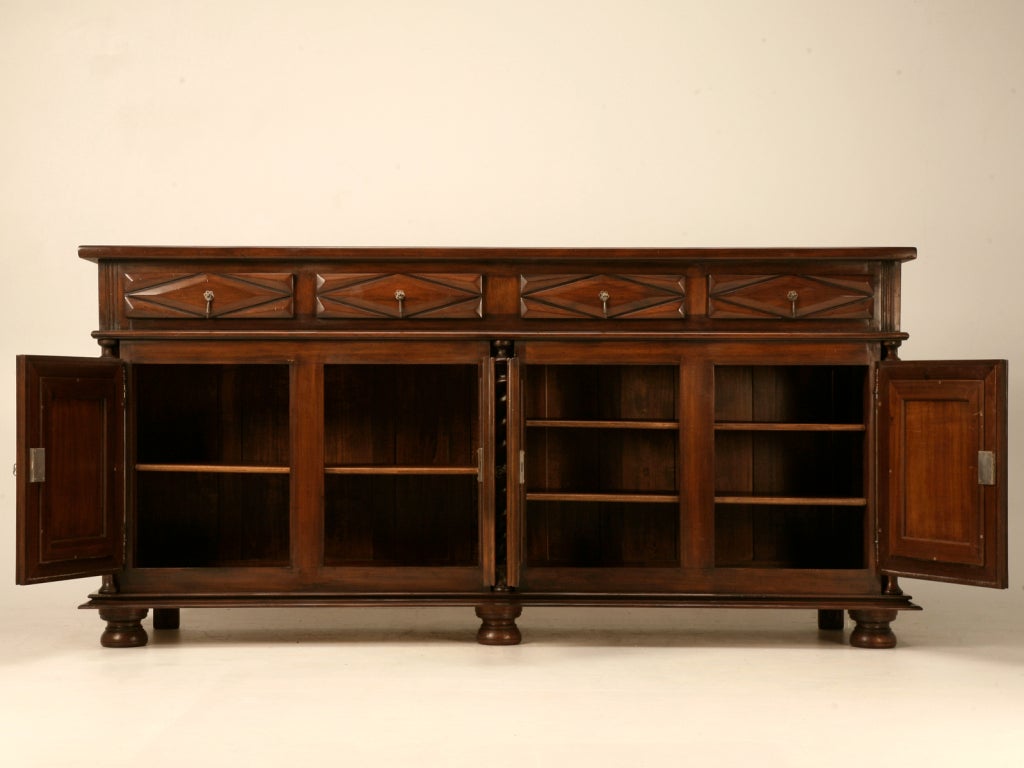 Stunning Vintage French Louis XIII Walnut Buffet w/Barley Twist at 1stDibs