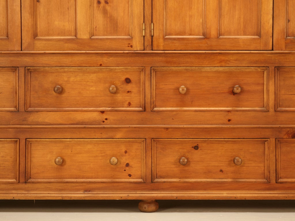 Handsome Handmade English Pine 4 Door over 8 Drawer Cupboard at 1stDibs