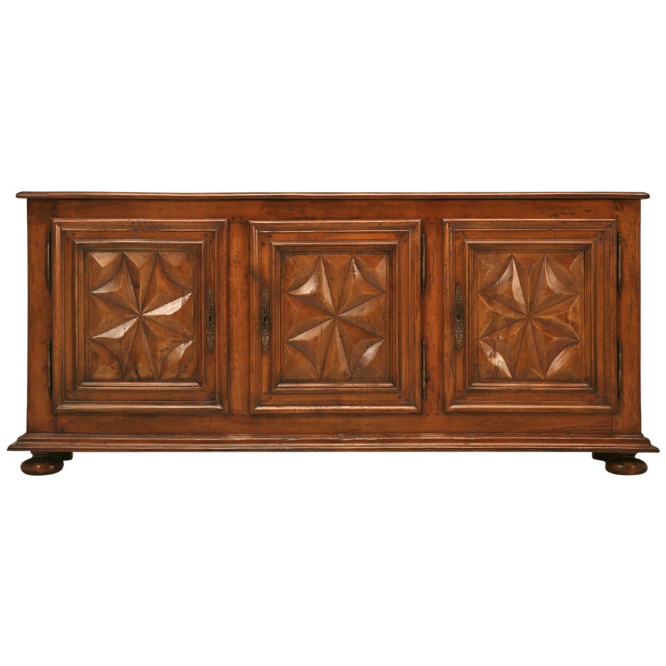 Antique French Louis XIII Cherry and Walnut 3 Door Buffet at 1stDibs
