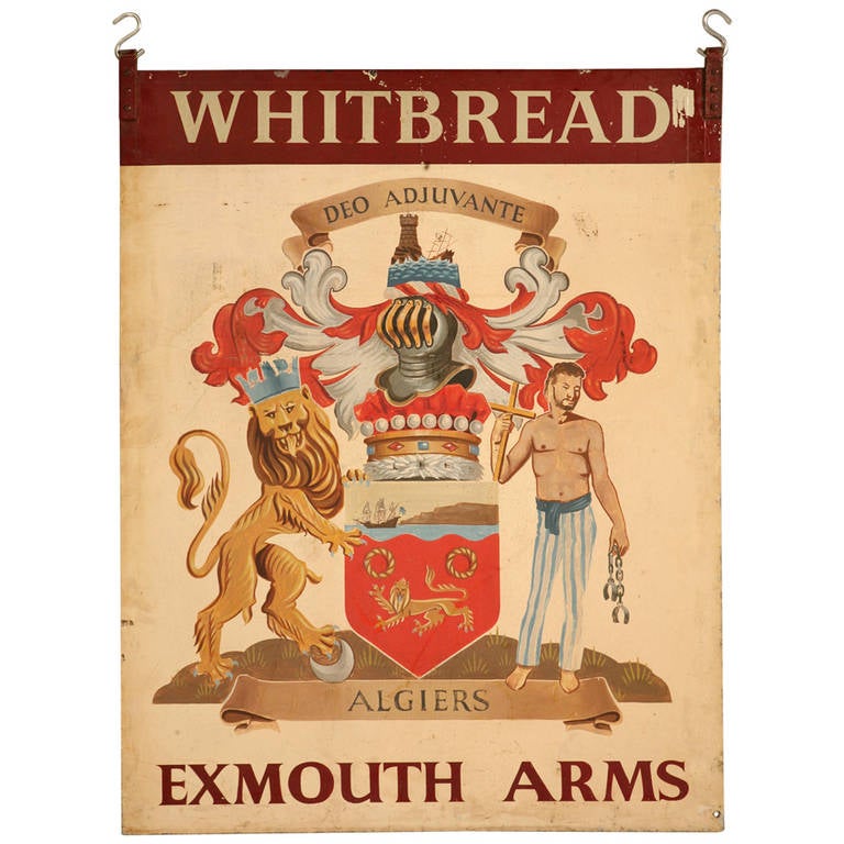Vintage Exmouth Arms Original English Pub Sign For Sale at 1stdibs