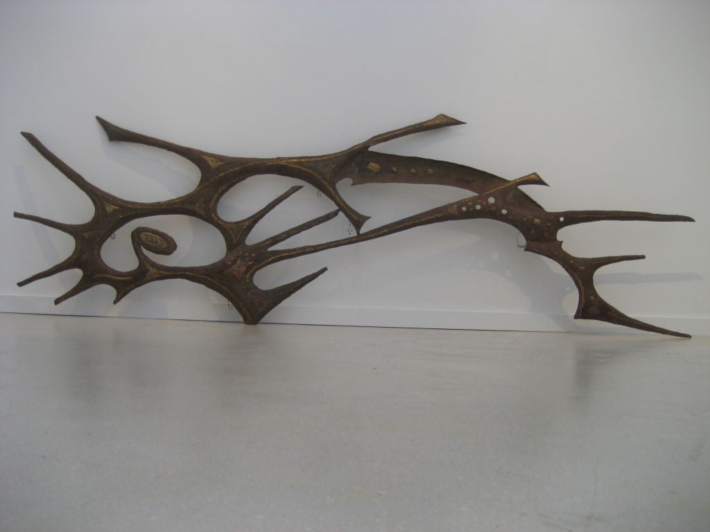 Monumental Brutalist Metal Wall Sculpture in the Manner of Jere at 1stDibs