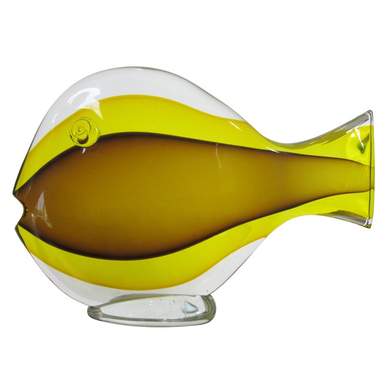 Vintage Yellow Murano Glass Fish at 1stDibs
