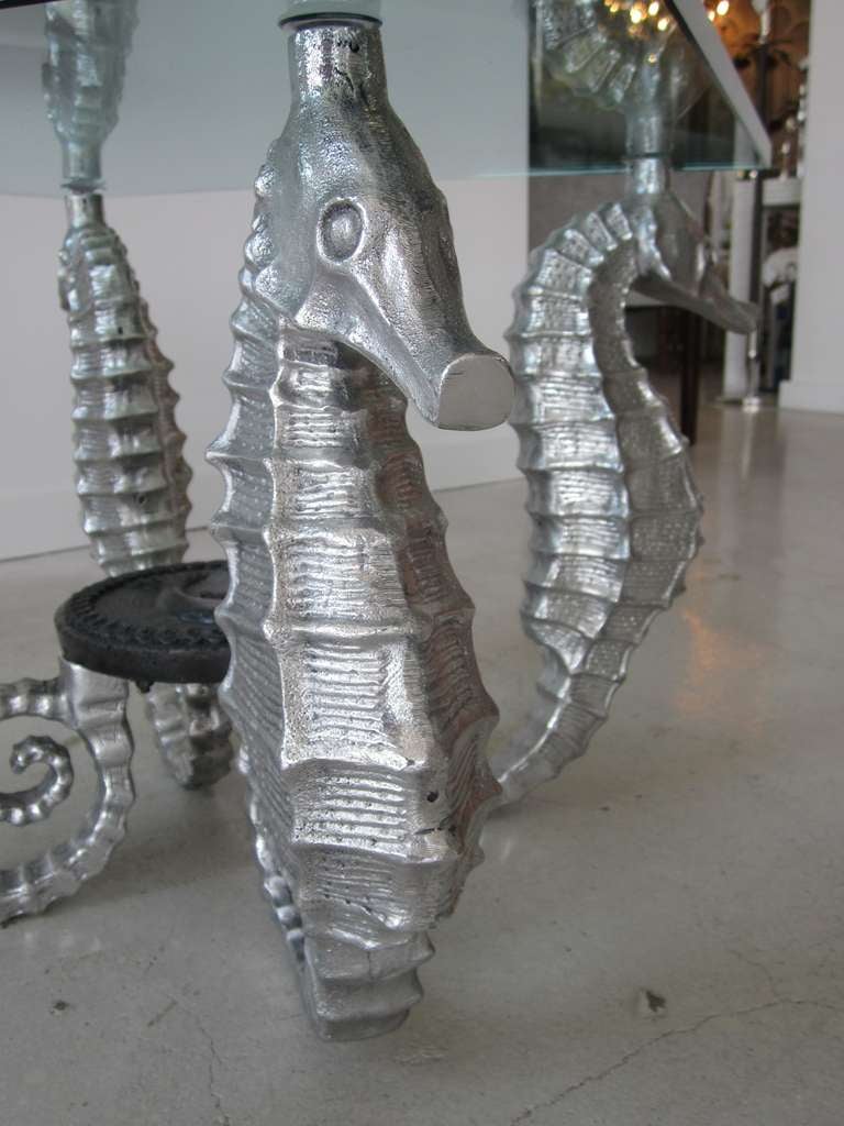 Pair of Aluminum and Bronze Seahorse Tables at 1stDibs