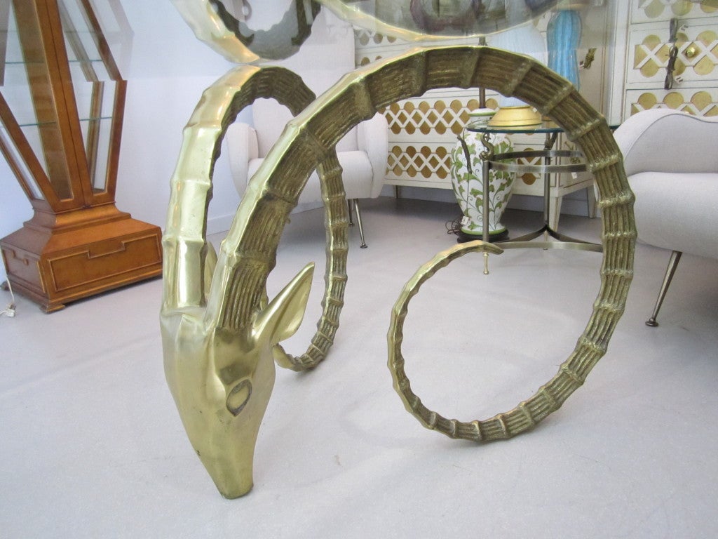 Vintage Solid Brass Rams Head Dining Table at 1stDibs