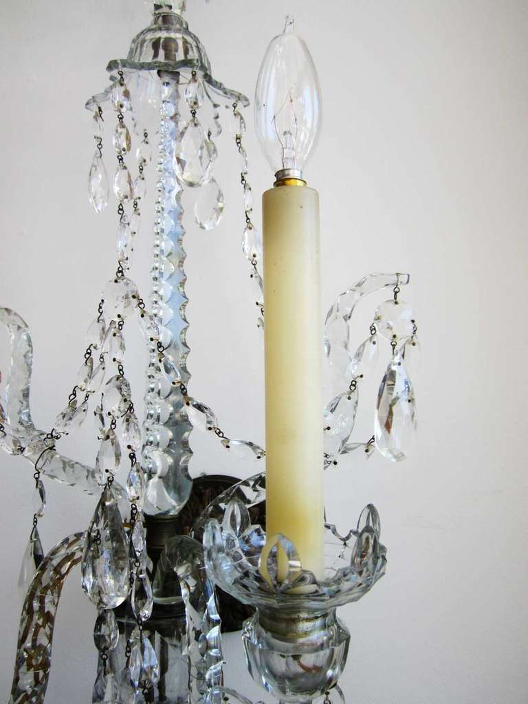 Pair of Continental Crystal Sconces For Sale at 1stDibs