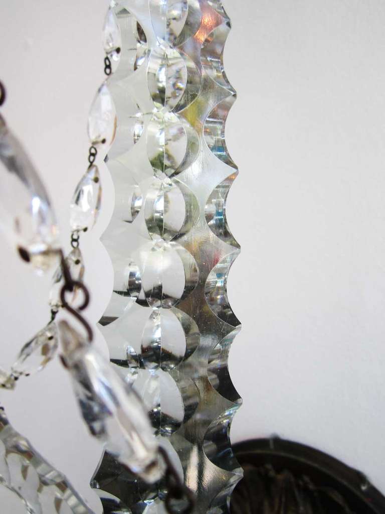 Pair of Continental Crystal Sconces For Sale at 1stDibs