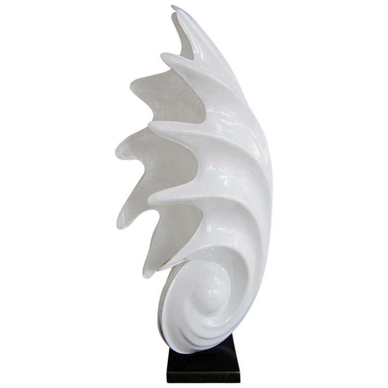 Large Vintage Rougier Shell Lamp at 1stDibs