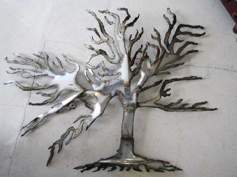 Brutalist Steel Tree Wall Sculpture at 1stDibs