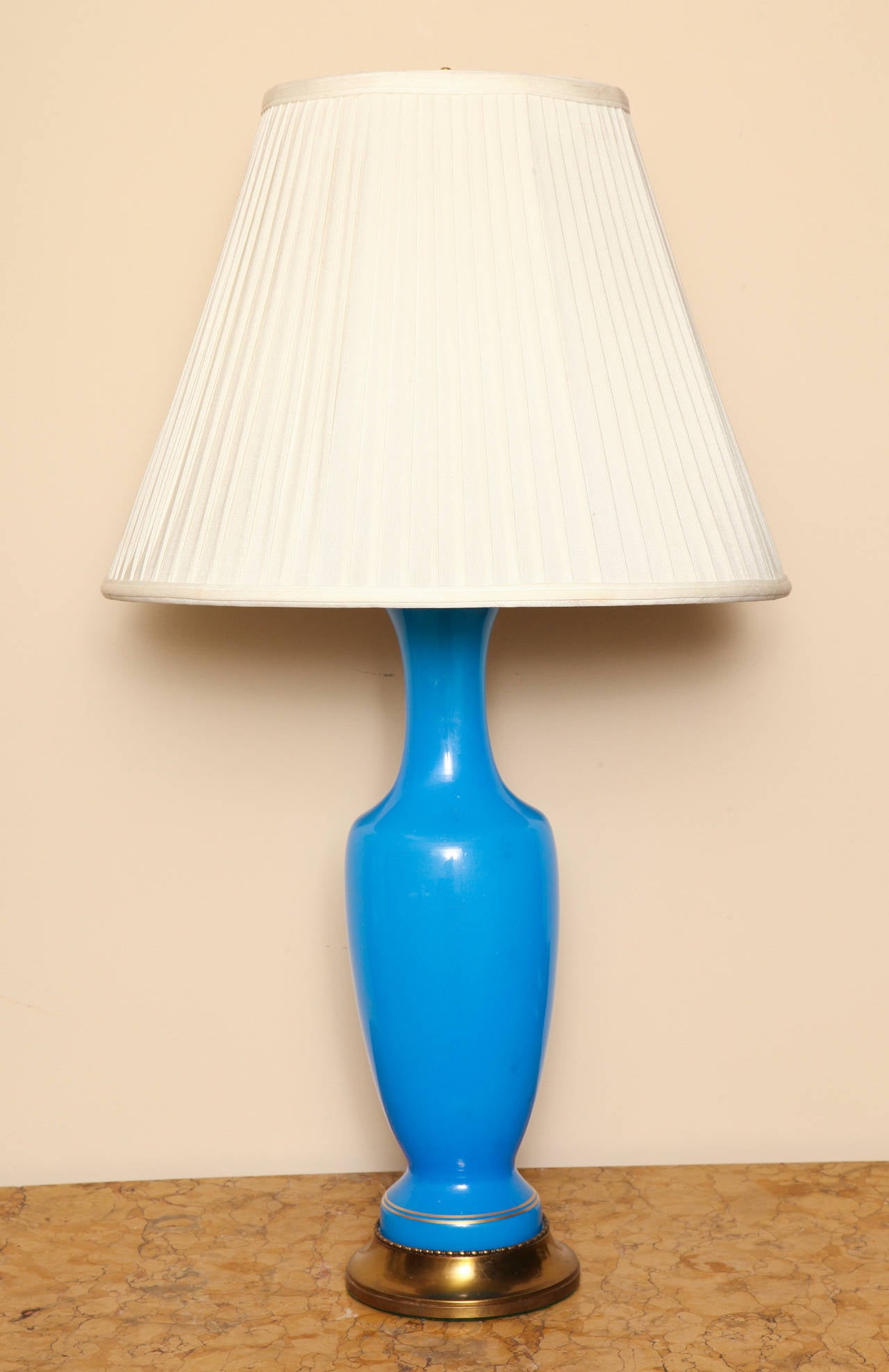 Pair of French Blue Opaline Table Lamps at 1stDibs